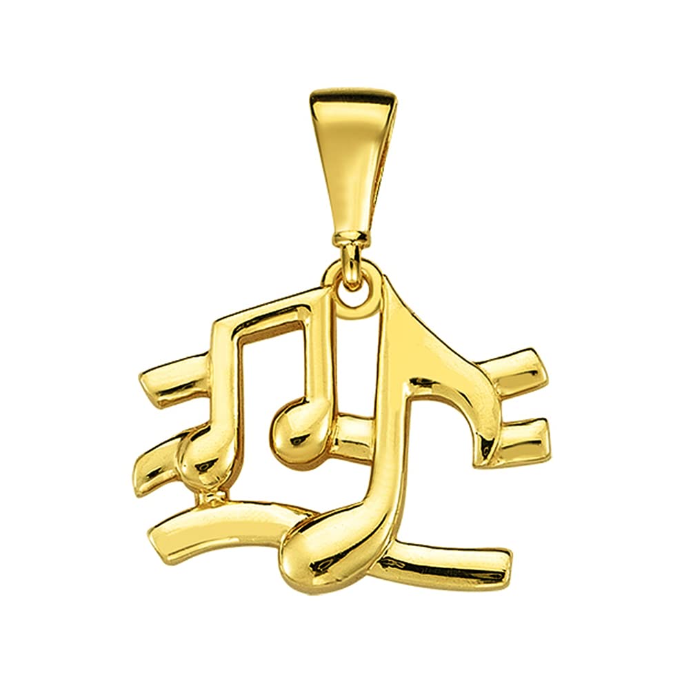 Jewelry America Solid 14k Yellow Gold Mini Musical Notes Charm Music Symbol Pendant