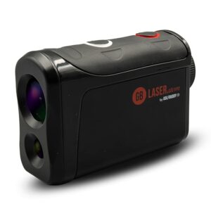 golfbuddy atom golf laser rangefinder, sleeker compact design, luxurious leather magnetic case, pin finder with vibration, 880 yard range finder, slope adjusted distance (black)