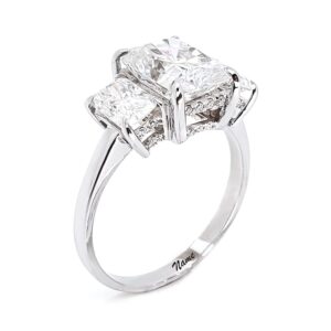 muuyon 3.2ct. tw. moissanite engagement ring, 925 sterling silver 10k/14k/18k white gold trilogy radiant cut wedding ring, for her him women men ladies engagement wedding (size: 7)