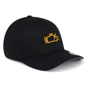 JPAK Flexfit Check Engine Light Embroidered Baseball Cap Car Racer Black