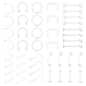 tokring clear piercing retainer clear nose studs nose rings plastic septum retainer lip ear eyebrow tongue nipple cartilage rook daith industrial bar piercing jewelry for work surgery