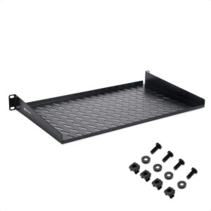 cable matters 1u server rack shelf for 19" rack & cabinet, 10" depth with 55lbs weight capacity (rack mount shelf) in black