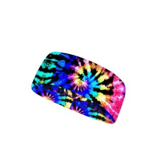 biyejit rainbow tie dye sport headbands for women men workout accessories, stretch moisture wicking headband sweatbands for gym exercise, athletic training, running, basketball