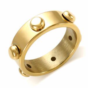 jinhui rings for women, 18k gold plated rivets thick women’s stacking rings for wedding anniversary, statement, friendship classic (gold, 8)