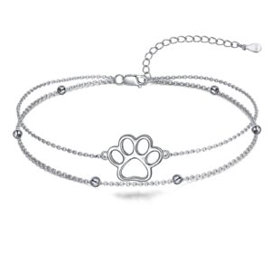 onefinity paw print bracelet 925 sterling silver pet dog cat paw layered bracelet pet jewelry gifts for women