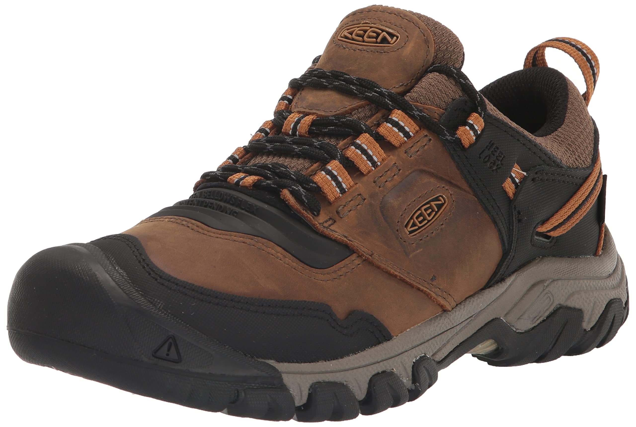 KEEN Men's Ridge Flex Low Height Waterproof Hiking Boots, Bison/Golden Brown, 10 Wide