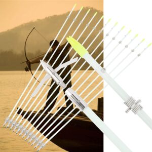 zshjgjr 34" bowfishing arrows solid fiberglass shaft with removable broadheads for compound & recurve bows& long bows fishing arrow archery and hunting 3/6pack (6, short tip)