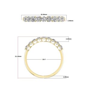 1/2 Carat TW Nine Stone Natural Round Diamond Wedding Anniversary Band In 14k Yellow Gold (J-K Color I2-I3 Clarity)