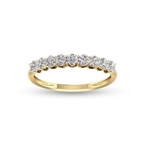 1/2 carat tw nine stone natural round diamond wedding anniversary band in 14k yellow gold (j-k color i2-i3 clarity)