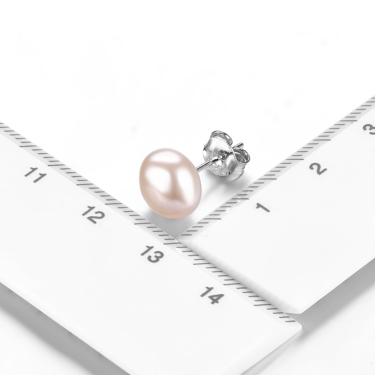 ZhenCai 3 Pairs Freshwater Pearl Stud Earrings for Women S925 Sterling Silver June Birthstone Studs Rhodium Plated Classic Style Fine Jewelry for Birthday Mother's Day (White+Black+Pink)