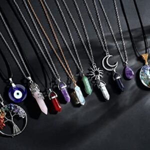 XIANNVXI Mothers Day Gifts 11Pcs Crystal Necklaces for Women Crystals Evil Eye Necklace Set Boho Jewelry for Women Chakra Hippie Pendant Beach Jewelry Gifts for Women Mom