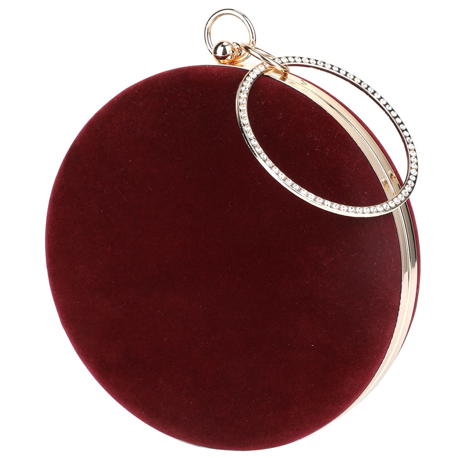 Selighting Round Velvet Clutch Purses for Women Evening Bags Formal Wedding Purse Prom Cocktail Party Clutch Hand Bag Burgundy