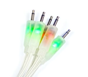 heinakroon led cv patch cables eurorack modular test leads, 5-pack (23.6"), transparent