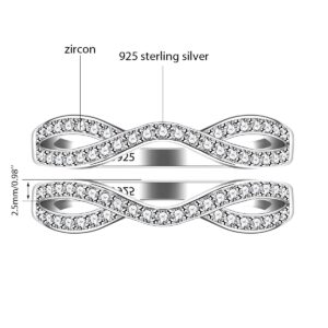 Uloveido 925 Sterling Silver Cubic Zirconia 2 Stackable Rings Enhancer for Women Wedding Engagement Anniversary Promise Rings Y2190 Size 7