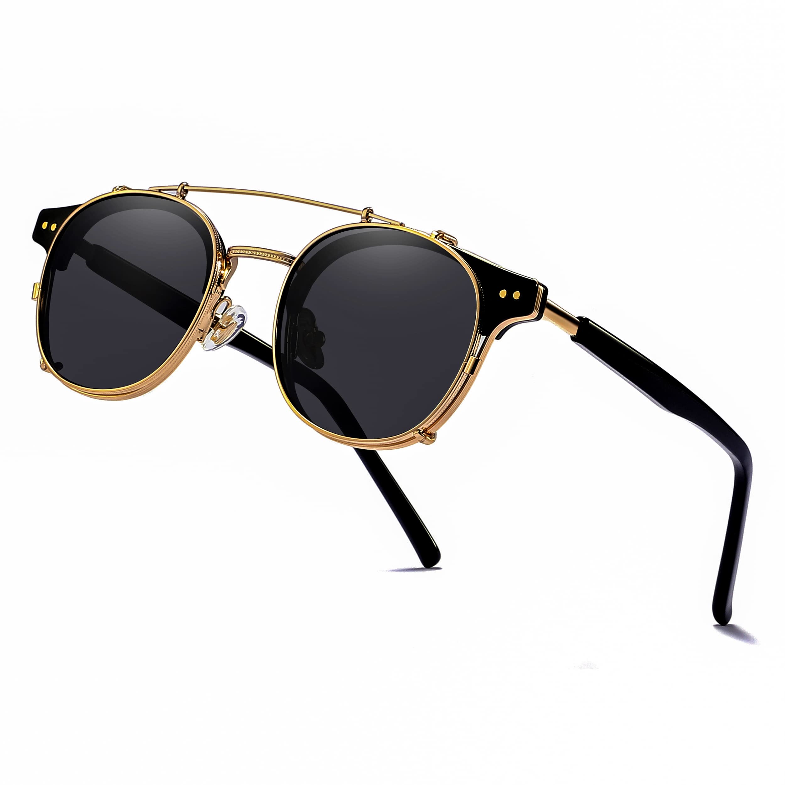 Technigadgets Pedro Vintage Sunglasses For Men (Gold Black)