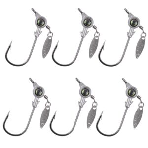 fishing jig head hook 10pcs underspin jig head swimbait jigs with willow bladed 3d big eyes round head crappie jigs saltwater freshwater bass fishing tackle accessories 1/8, 3/16, 1/4, 3/8oz