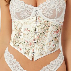 Asooll Lace up Corset Belts Bustier Floral Printed Wide Underbust Corset Belt Costume Clothing Dress Waist Belts for Women