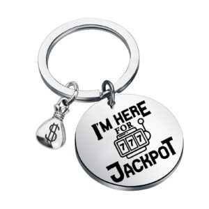 bleouk slot machine keychain gambling gifts casino lover gift i'm here for jackpot sloth machine player gift (here for jackpot)