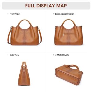 Kattee Genuine Leather Purses Handbags for Women Crossbody Bags Top Handle Soft Satchel Tote Shoulder Bag Medium Size