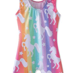 HOZIY Bundle of Rainbow Leotards with Shorts for Girls and Rainbow Unicorn Biketard for Kids Gymnastics Size 1t 2t 12-24 Months