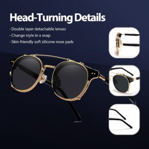 Technigadgets Pedro Vintage Sunglasses For Men (Gold Black)