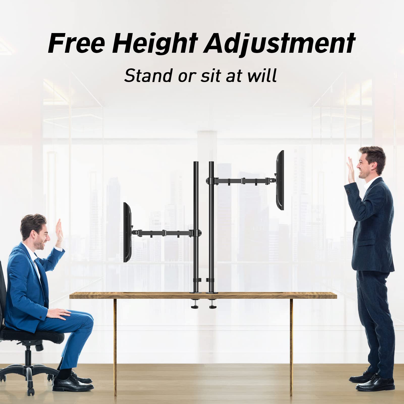 MOUNTUP Single Monitor Desk Mount, Tall Monitor Stand for 13-32 Inch Screen, Fully Adjustable Computer Desk Mount, Articulating Monitor Arm, VESA Mount with Clamp/Grommet Mounting Base, up to 17.6lbs