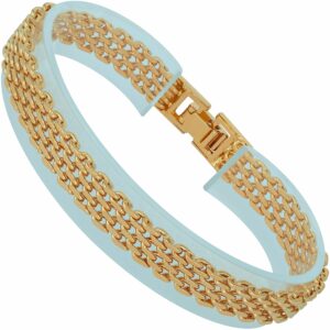 lifetime jewelry 8.5mm designer mesh ladies bracelet 24k gold plated for women (gold, 7 inches)