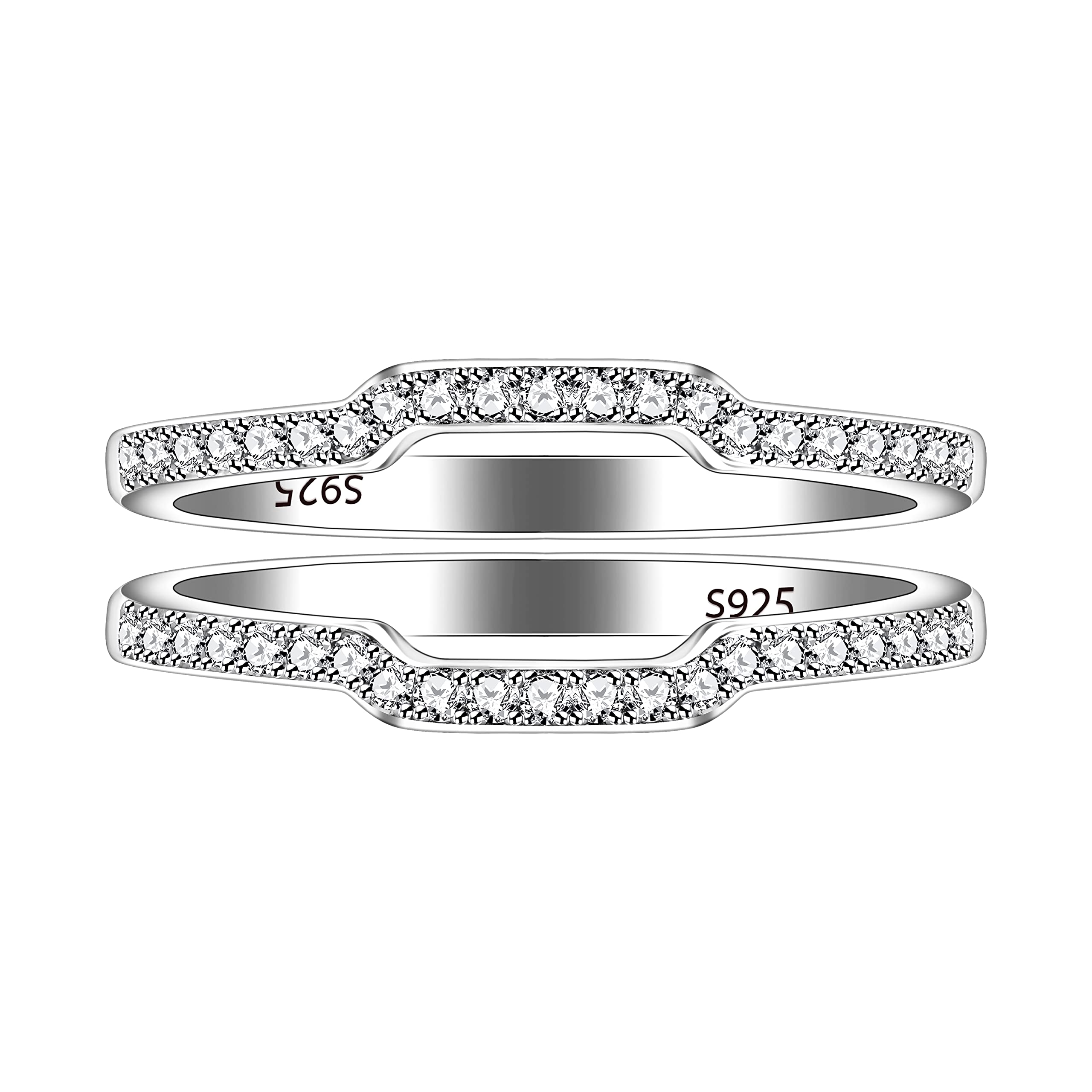 Uloveido 2 Stackable Rings Enhancer for Women 925 Sterling Silver Wedding Engagement Anniversary Promise Rings Enhancer Size 10 Y2191