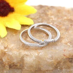 Uloveido 2 Stackable Rings Enhancer for Women 925 Sterling Silver Wedding Engagement Anniversary Promise Rings Enhancer Size 10 Y2191