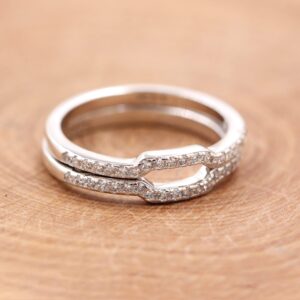 Uloveido 2 Stackable Rings Enhancer for Women 925 Sterling Silver Wedding Engagement Anniversary Promise Rings Enhancer Size 10 Y2191