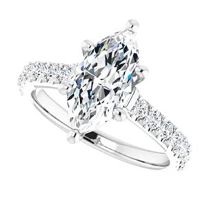 jeweleryium 1 ct marquise cut colorless moissanite engagement ring, wedding/bridal ring set, solitaire halo style, solid sterling silver vintage antique anniversary promise ring gift for her (6.5)