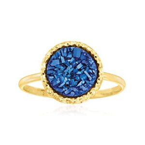 ross-simons italian blue drusy ring in 14kt yellow gold. size 6