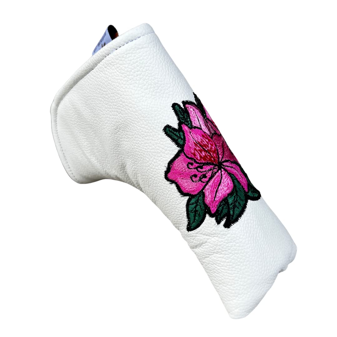 Azalea Hand Embroidered Blade Putter Golf Club Leather Headcover Magnetic Closure Sunfish