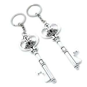 100 pieces keychain keyring door car key chain ring tag charms supplies o7am4m crown key