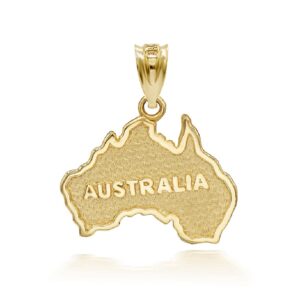 sideways crosses high polish 14k yellow gold the commonwealth of australia map charm pendant