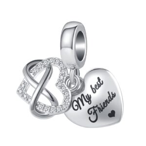 qeensekc my best friend friendship charm heart infinity bead for pandora bracelet (aut-173_fri)