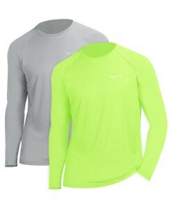 pretchic men's 2 pack upf 50+ uv sun protection performance long sleeve outdoor t shirt green grey xx-large