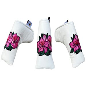 azalea hand embroidered blade putter golf club leather headcover magnetic closure sunfish