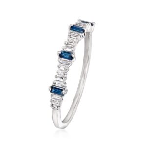 Ross-Simons 0.14 ct. t.w. Diamond and .10 ct. t.w. Sapphire Stackable Ring in 14kt White Gold. Size 6