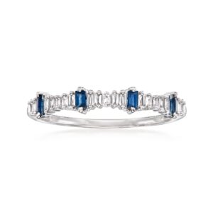 ross-simons 0.14 ct. t.w. diamond and .10 ct. t.w. sapphire stackable ring in 14kt white gold. size 6