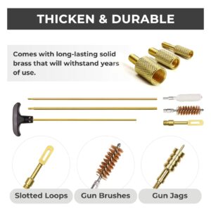 TacSnake Universal Gun Cleaning Kit Hunting Handgun Shot Gun Cleaning Kit for All Guns with Case Travel Size Portable Metal Brushes (Black Case - Brass jags & Loops)