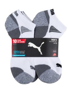 puma men's no show socks - 10 pairs (white shoe sz 12-16)