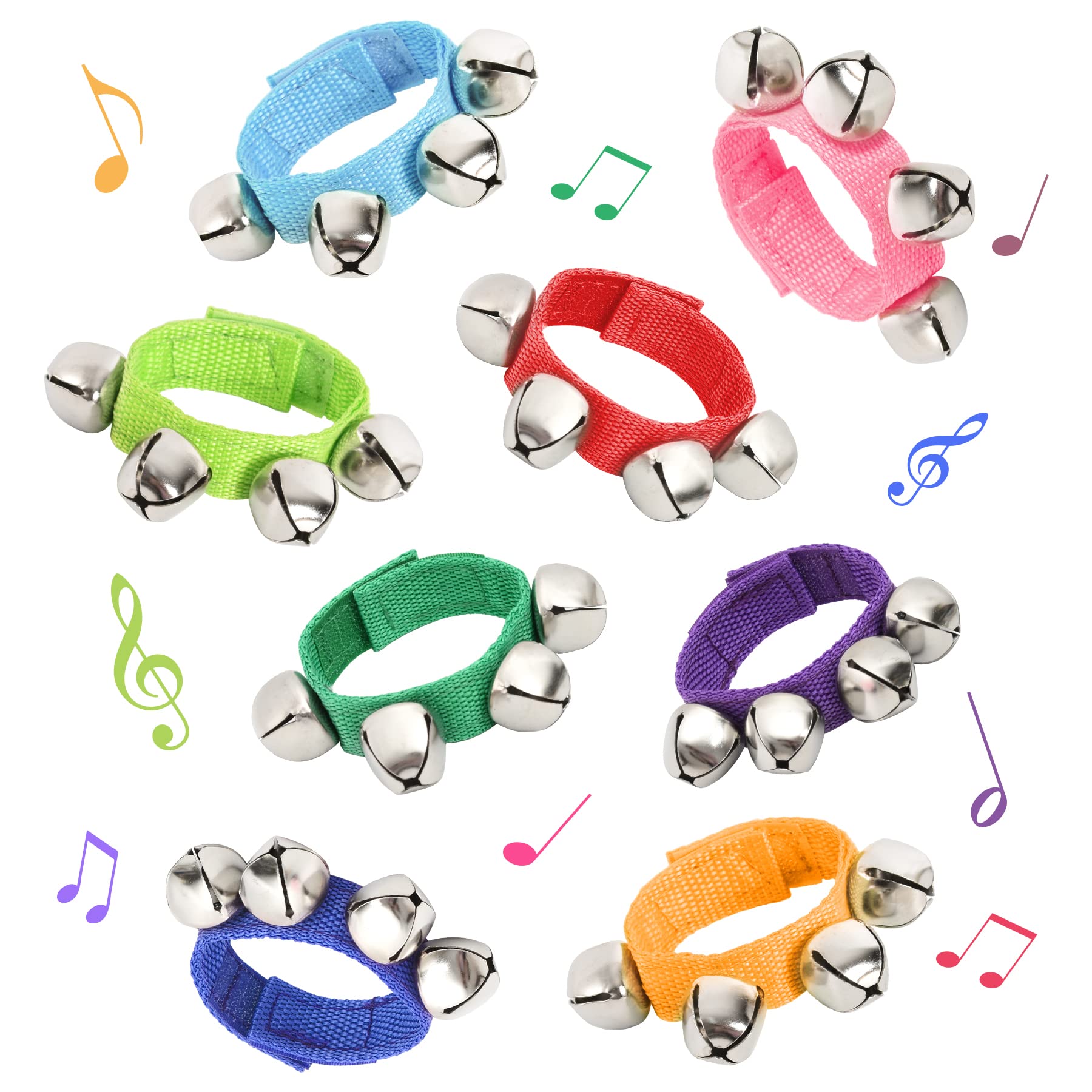 HUIANER Wrist Bells Hand Bells Percussion Instruments Jingle Bells Musical Instruments Musical Rhythm Toys, 8pcs