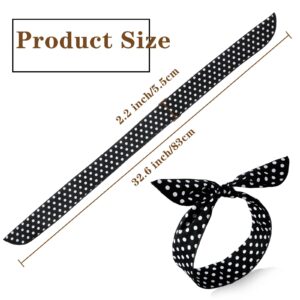 Hicarer 2 Pieces Polka Dot Headbands for Women Headband Retro Bandana Halloween Dress Up 50s Wire Headband Vintage Print Christmas Hairband(0.23 Inch,Black)