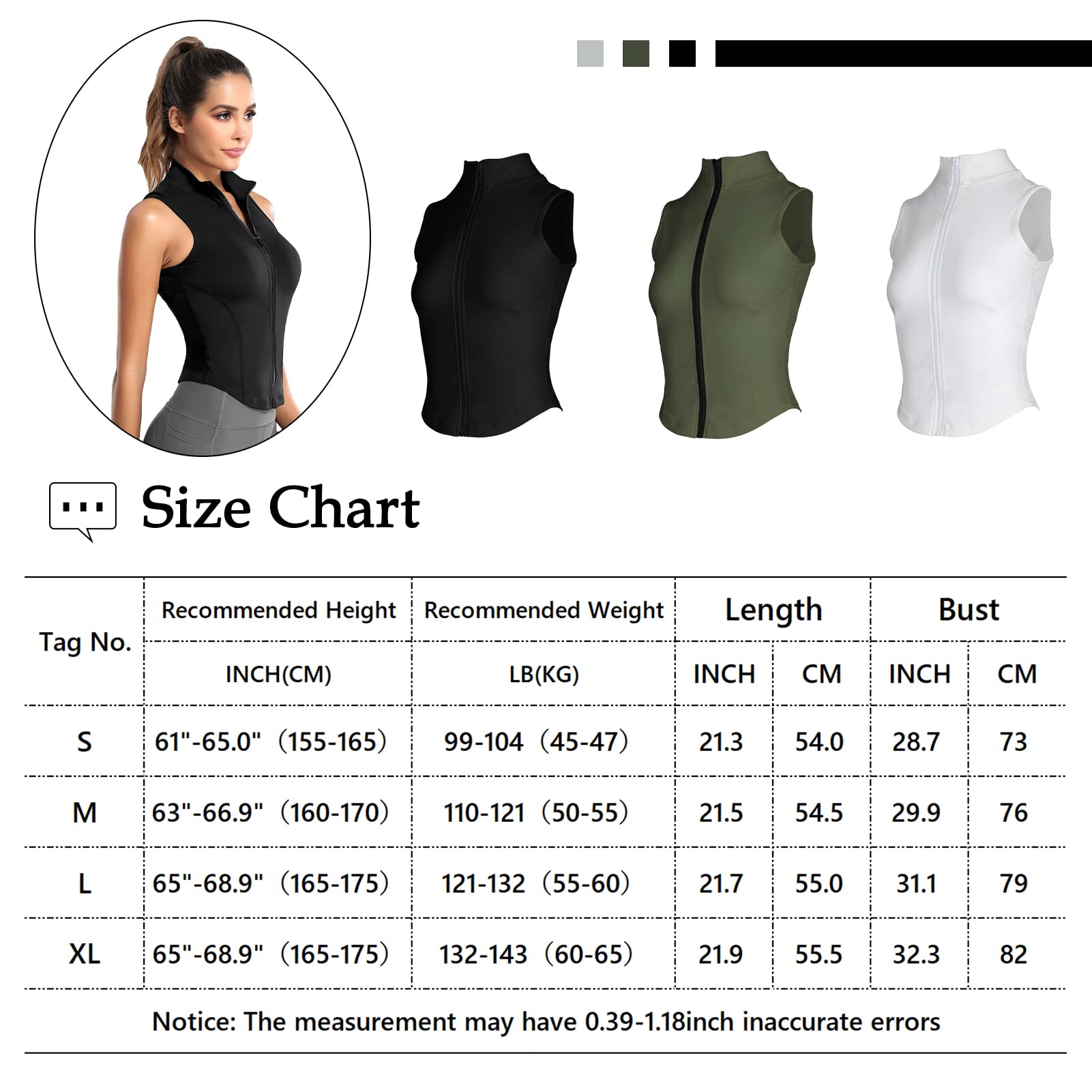 FEOYA Women Full Zip Sleeveless Tank Top Workout Shirts Elastic Sweatshirt for Yoga Running Golf Vest T-Shirts White S