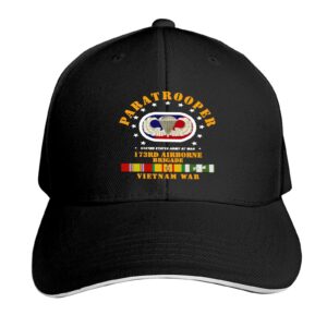 173rd airborne bde paratrooper vietnam veteran unisex baseball cap sandwich cap plain dad cap adjustable cap black