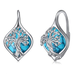 winnicaca sterling silver dangle tree of life turquoise earrings for women