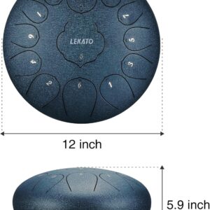 LEKATO Steel Tongue Drum 12 Inch 13 Tones, Rain Drum for Outside Beginner Handpan Drum Percussion for Meditation Yoga Musical Education, Best Gift for Family/Friends