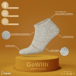 GoWith 4 Pairs Men's Thin Cotton Linen Ankle Socks, Low-Cut Striped Casual Socks for Men, No Show Summer Socks, Sneaker Socks, Model: 3149