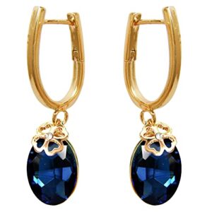 navachi 18k gold plated crystal blue oval zircon crystal az1714 hoop earrings